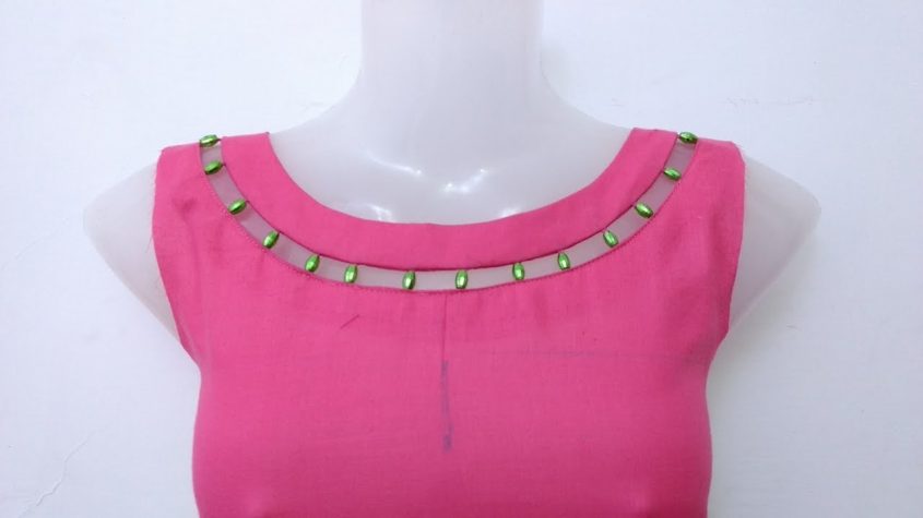 DIY: Front Boat Neck with Bead Design Cutting and Stitching - K4 Craft ...