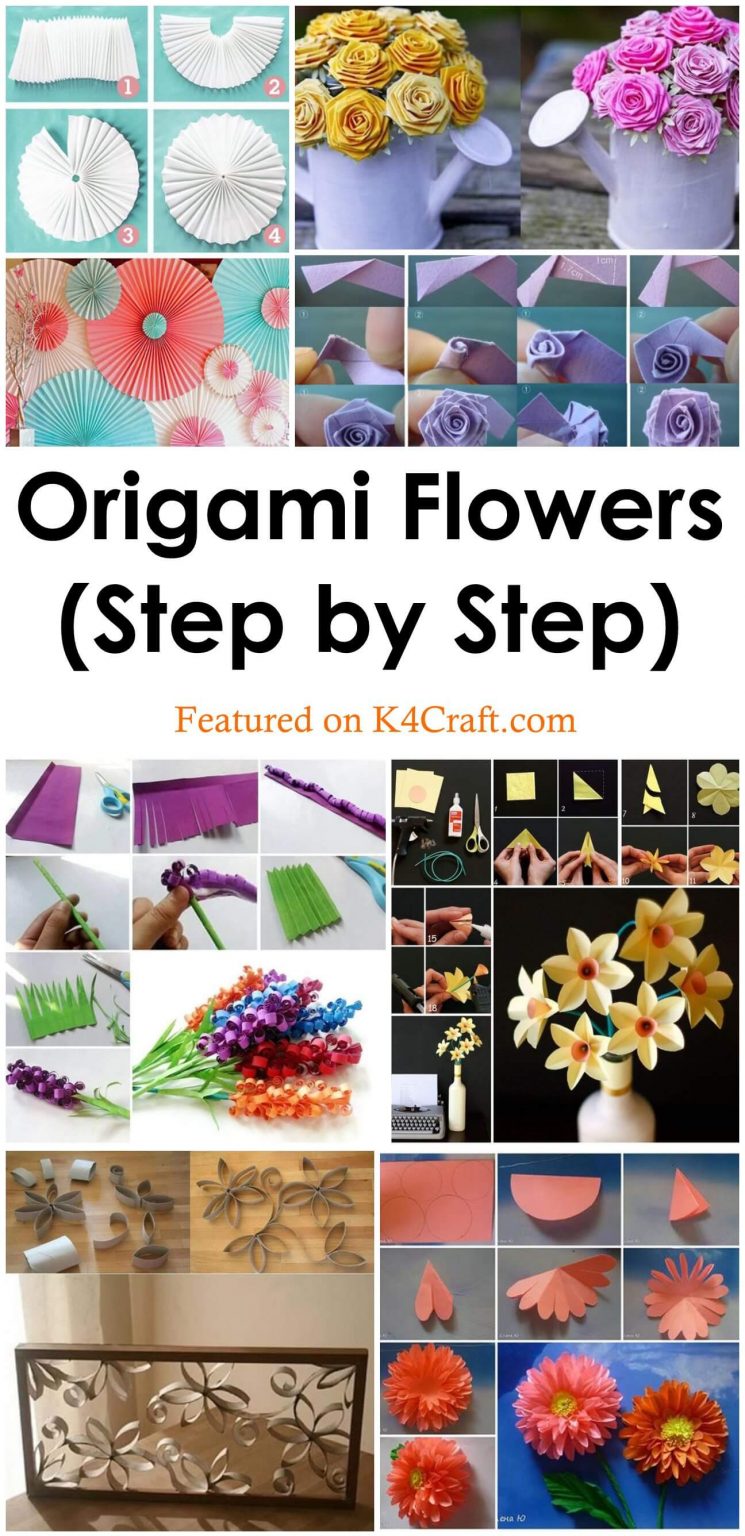 DIY : Origami Flowers Step by Step Tutorials - K4 Craft