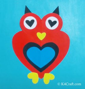 Paper Heart Shaped Owl Craft for Kids – Step by Step Tutorial - K4 Craft