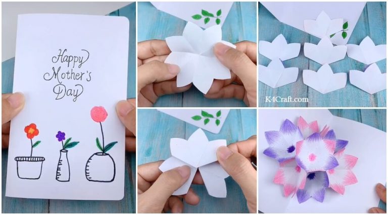 3D Flower Pop Up Card Craft for Kids – Step by Step Tutorial - K4 Craft
