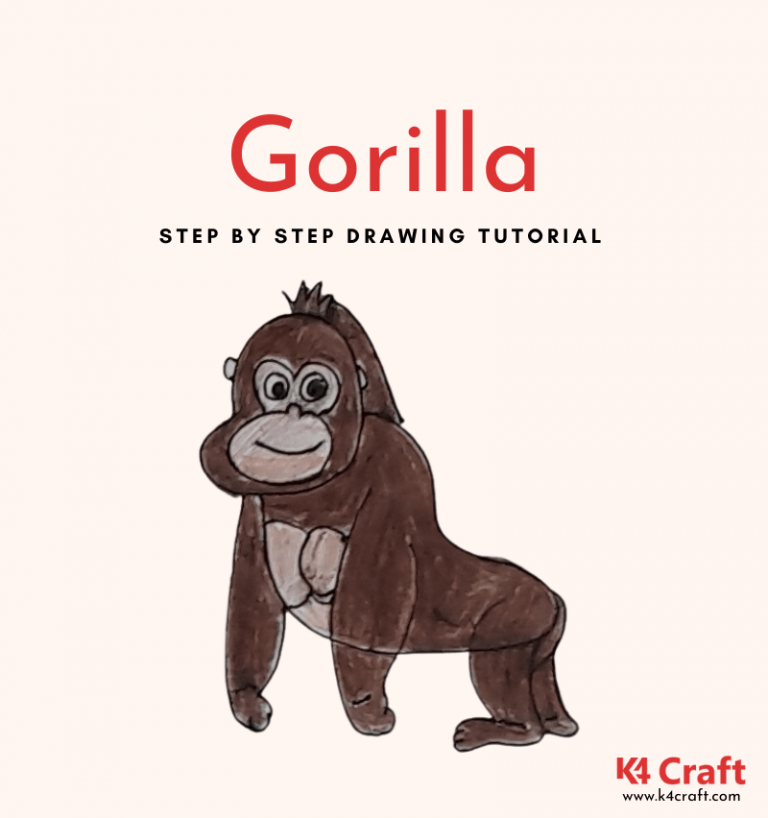 How to Draw a Gorilla for Kids - Easy Step by Step Tutorial - K4 Craft